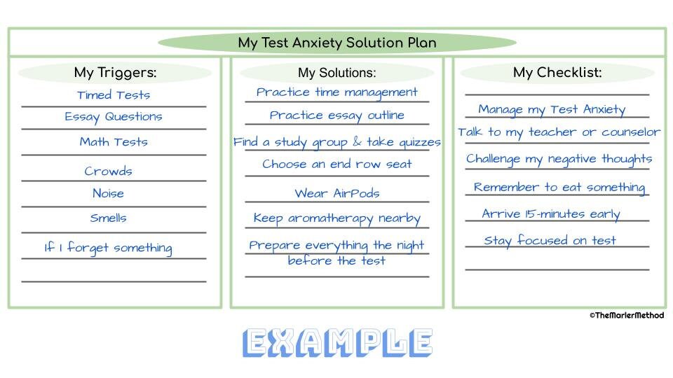 Overcoming TEST / EXAM Anxiety CBT Worksheet & Planner for Students W ...