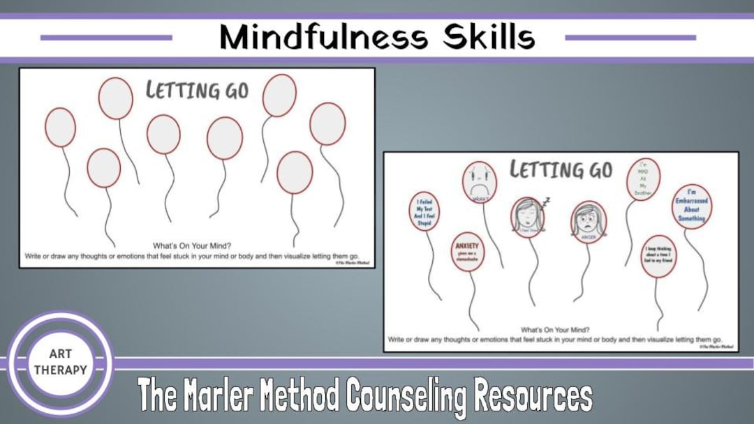 Art Therapy CBT Letting Go Worksheet for Mindfulness, Self-expression ...