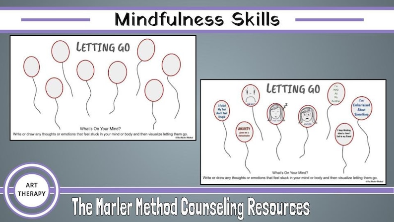Art Therapy CBT Letting Go Worksheet for Mindfulness, Self-expression ...
