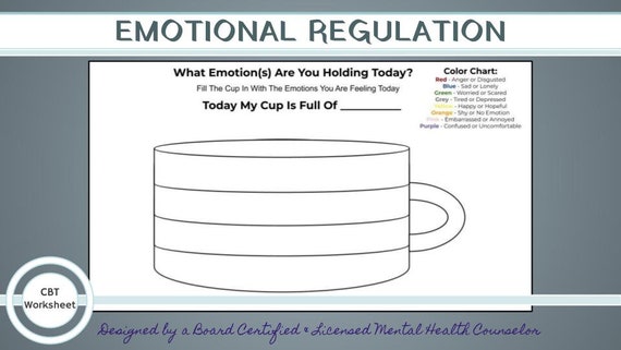 CBT Emotions Cup Coloring Activity / Worksheet for Expressing | Etsy