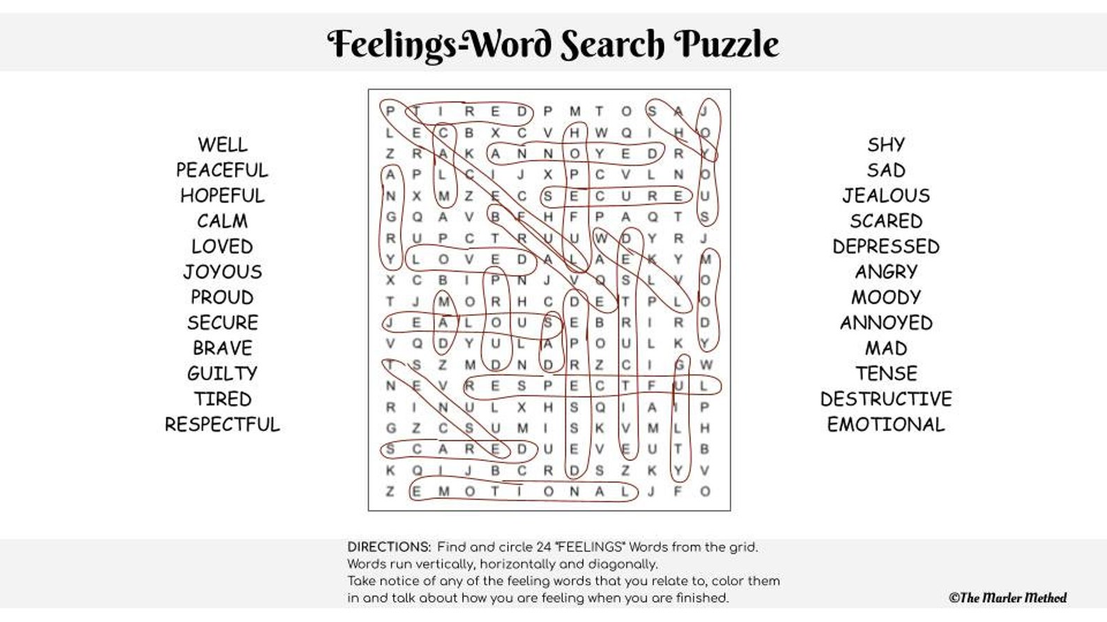 Feelings / Emotions Word Search Puzzle CBT DBT Worksheet for Students ...
