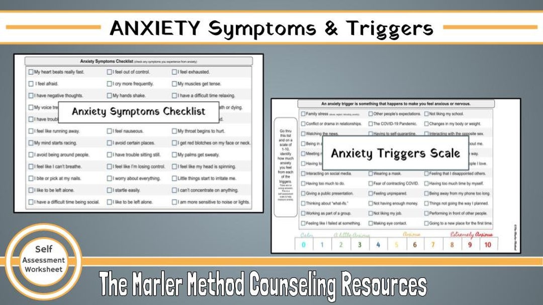 Anxiety Triggers & Symptoms Self-assessment Scale / Worksheet With ...