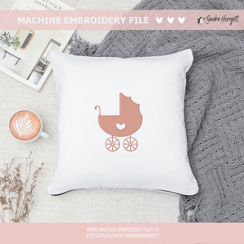 Baby Pram Machine Embroidery Design Pattern File, Sweet Stroller Home ...