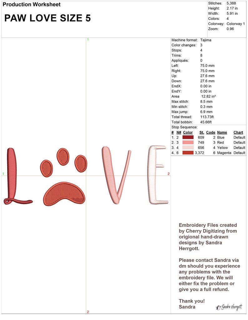 Dog Love Paw Machine Embroidery Design Pattern, Cute Pet Lover Deco ...
