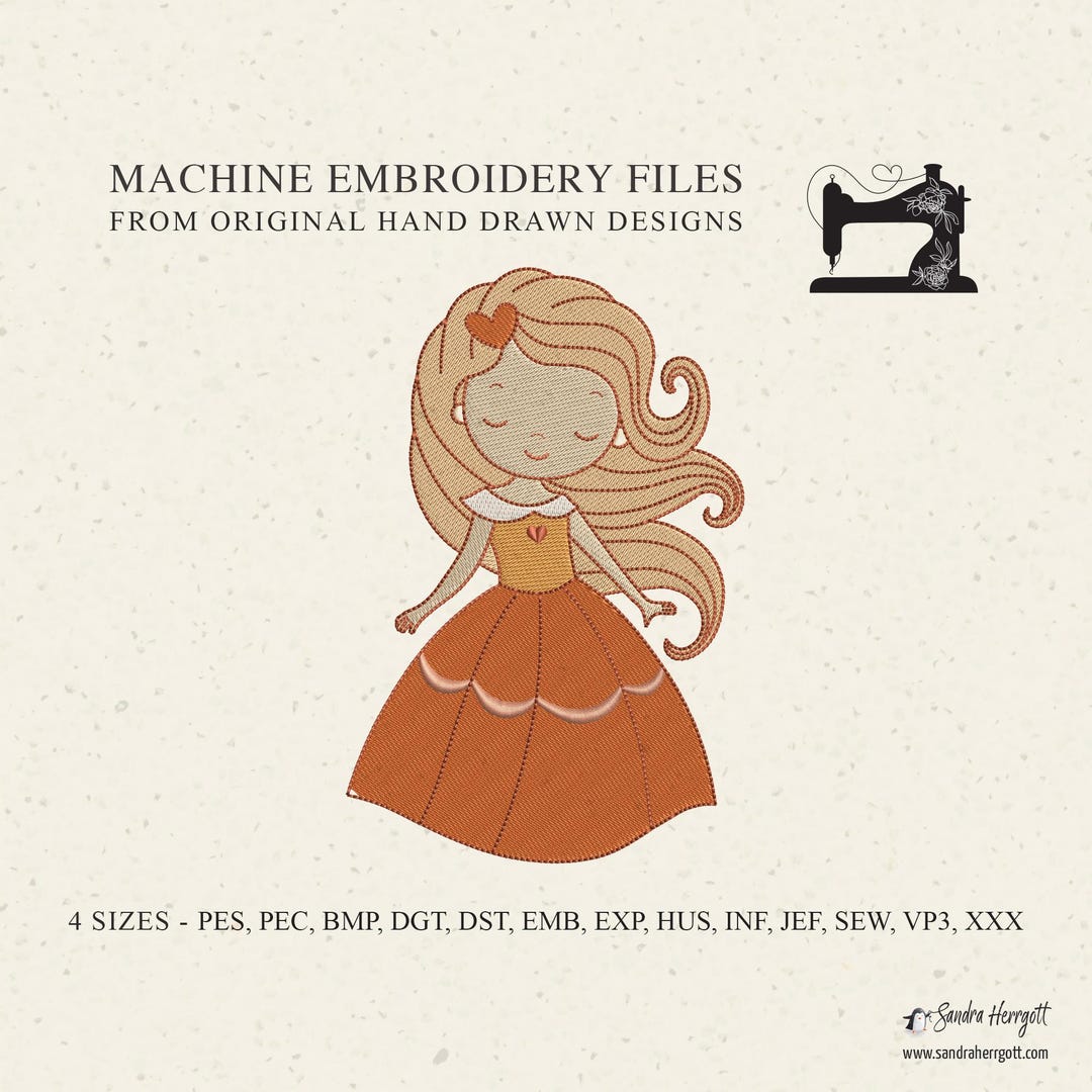 Cute Princess Machine Embroidery Design Pattern File, Elegant Ballroom ...