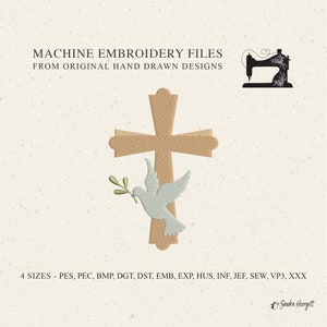 Cross Dove Machine Embroidery Design Pattern File, Christian Faith ...