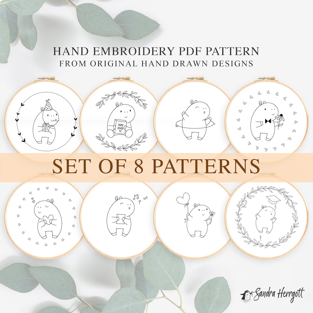 Capybara Hand Embroidery PDF Pattern Template, Animal Digital Stitching ...