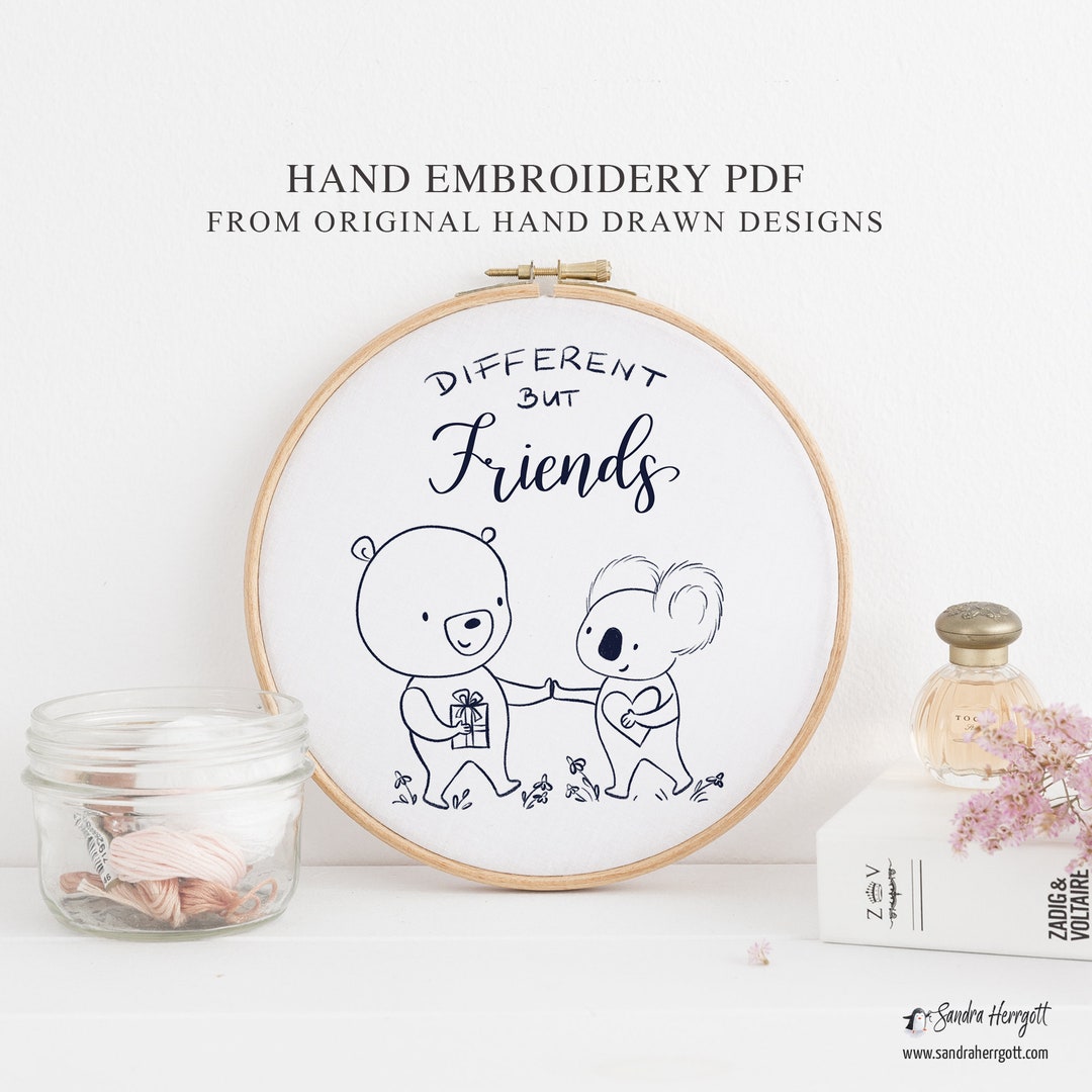 Friends Embroidery PDF Pattern Template, Cute Koala Bear Digital ...