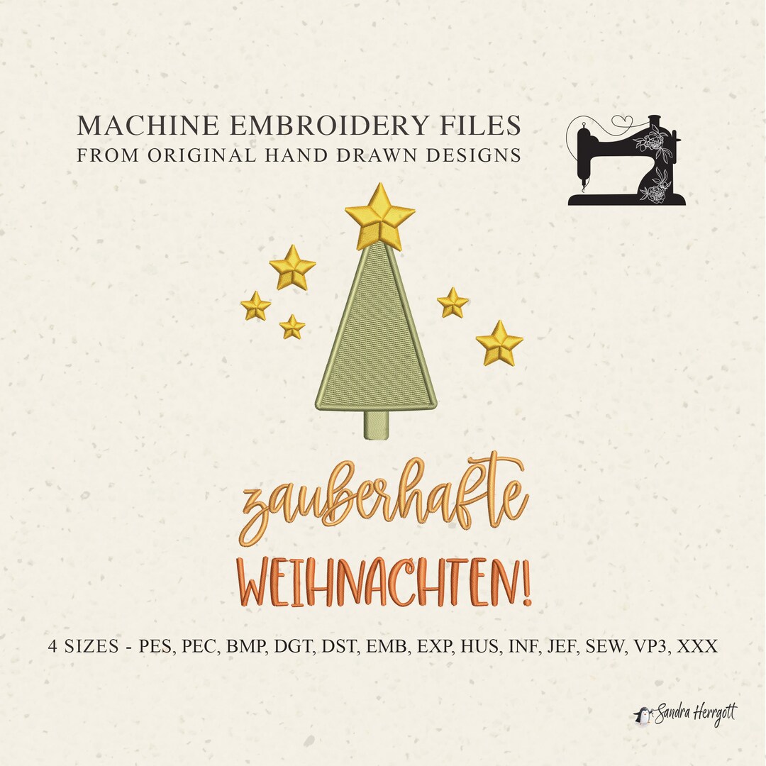 GERMAN Magical Christmas Tree Quote Machine Embroidery Design Pattern ...