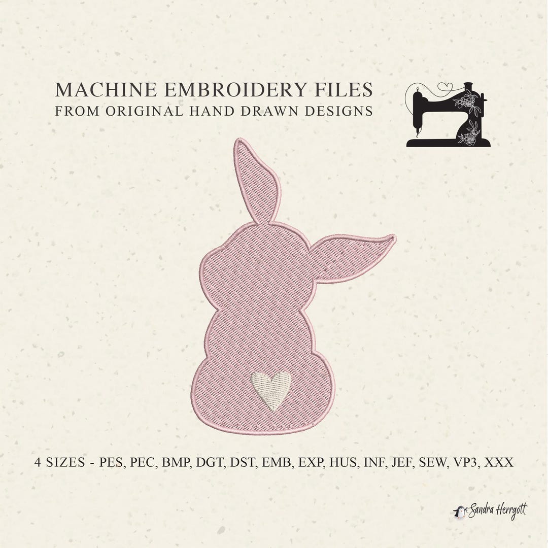 Cute Bunny Machine Embroidery Design Pattern File, Full Stitch Sweet ...