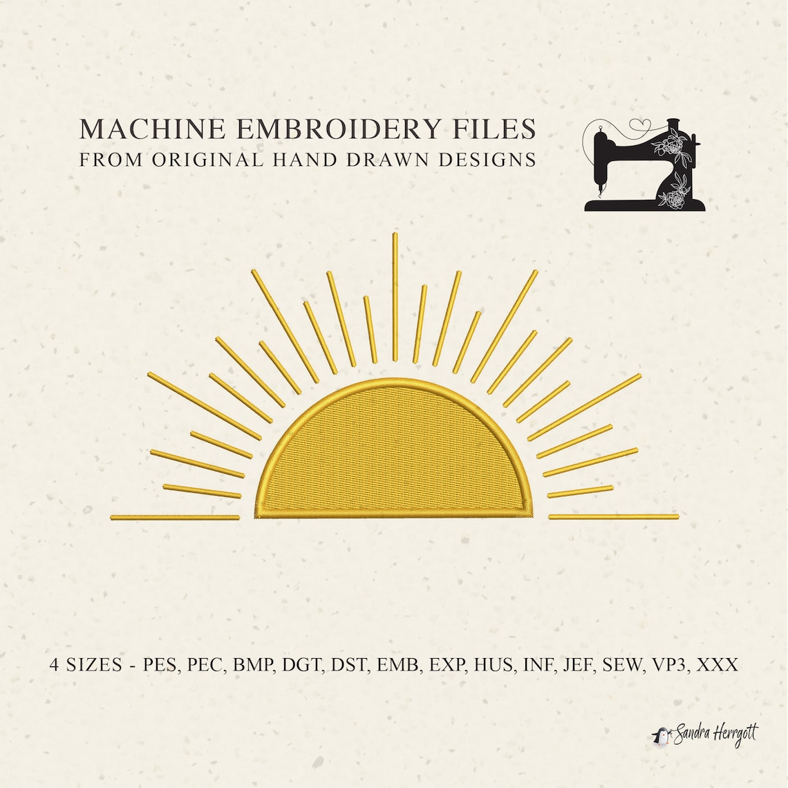 Sun Rising Machine Embroidery Design Pattern File, Sunrise Sunset Cute ...