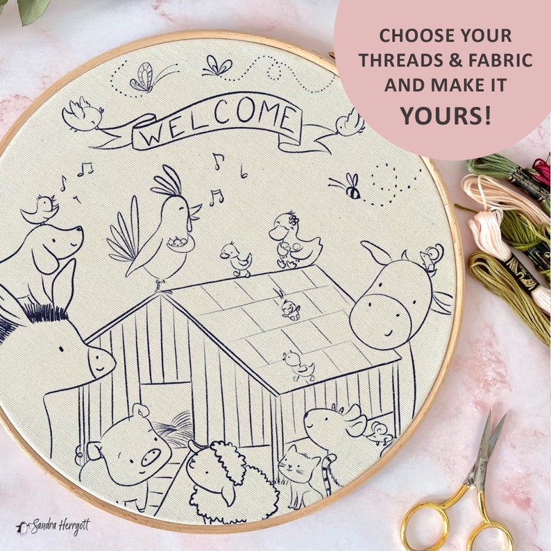 Farm Animal Hand Embroidery PDF Pattern Template Digital - Etsy