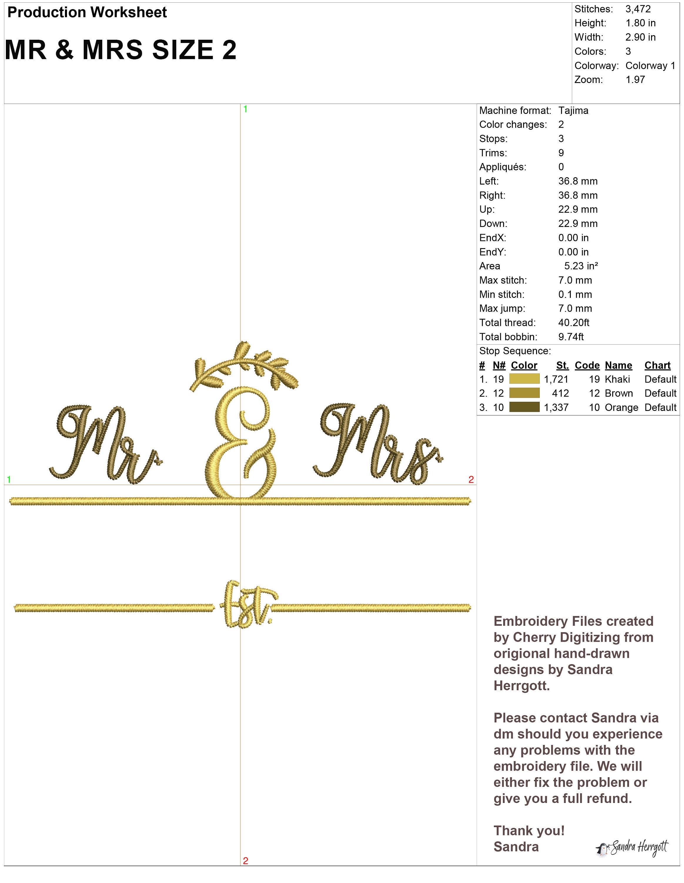 Mr & Mrs Machine Embroidery Design Pattern, Hand-lettered Embroidery ...