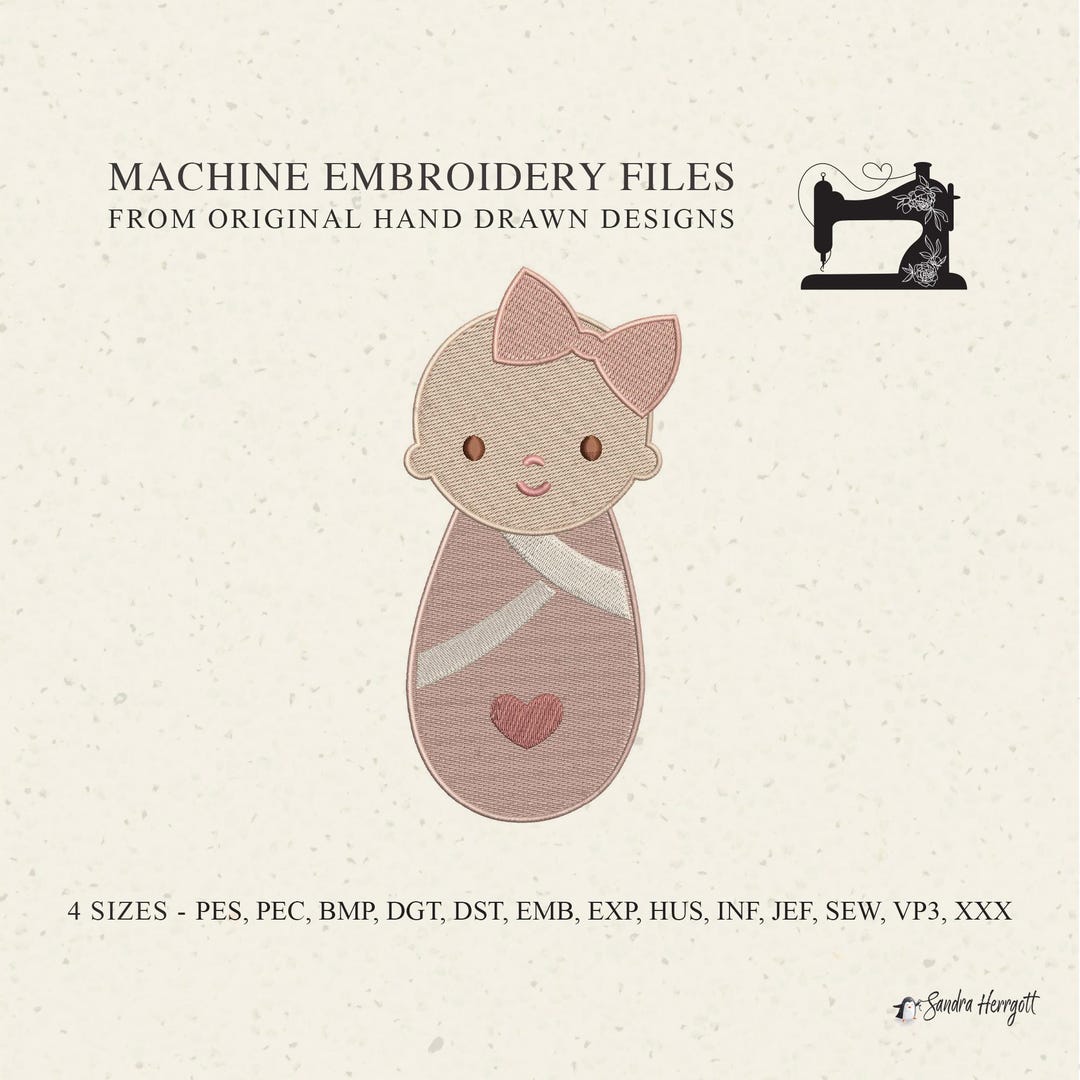 Cute Baby Girl Machine Embroidery Design Pattern File, Motherhood ...