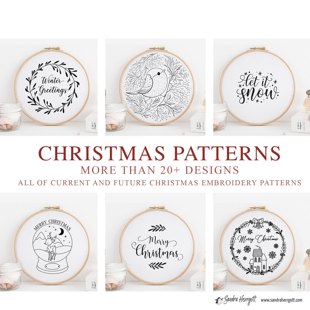Christmas BUNDLE 20 Hand Embroidery Patterns All Current & - Etsy