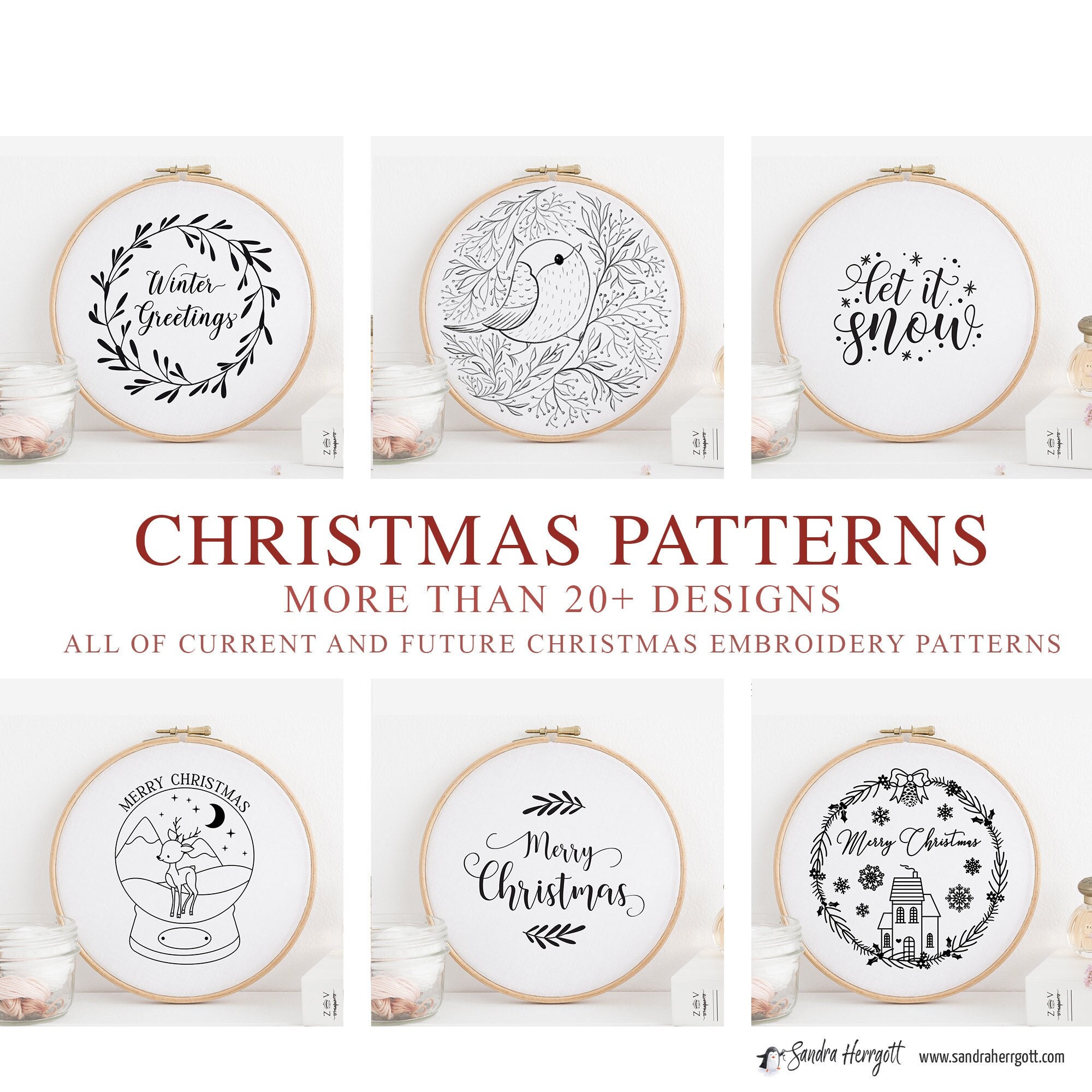 Christmas BUNDLE 20 Hand Embroidery Patterns All Current & - Etsy
