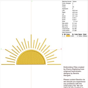 Sun Rising Machine Embroidery Design Pattern File, Sunrise Sunset Cute ...