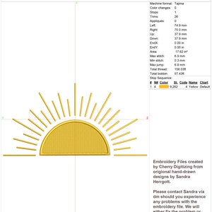 Sun Rising Machine Embroidery Design Pattern File, Sunrise Sunset Cute ...