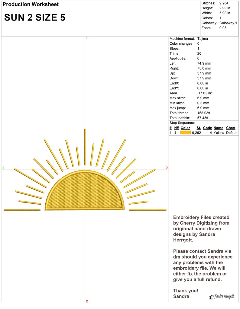 Sun Rising Machine Embroidery Design Pattern File, Sunrise Sunset Cute ...