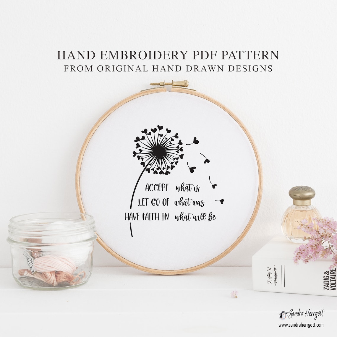 Dandelion Positive Thinking Hand Embroidery PDF Pattern - Etsy