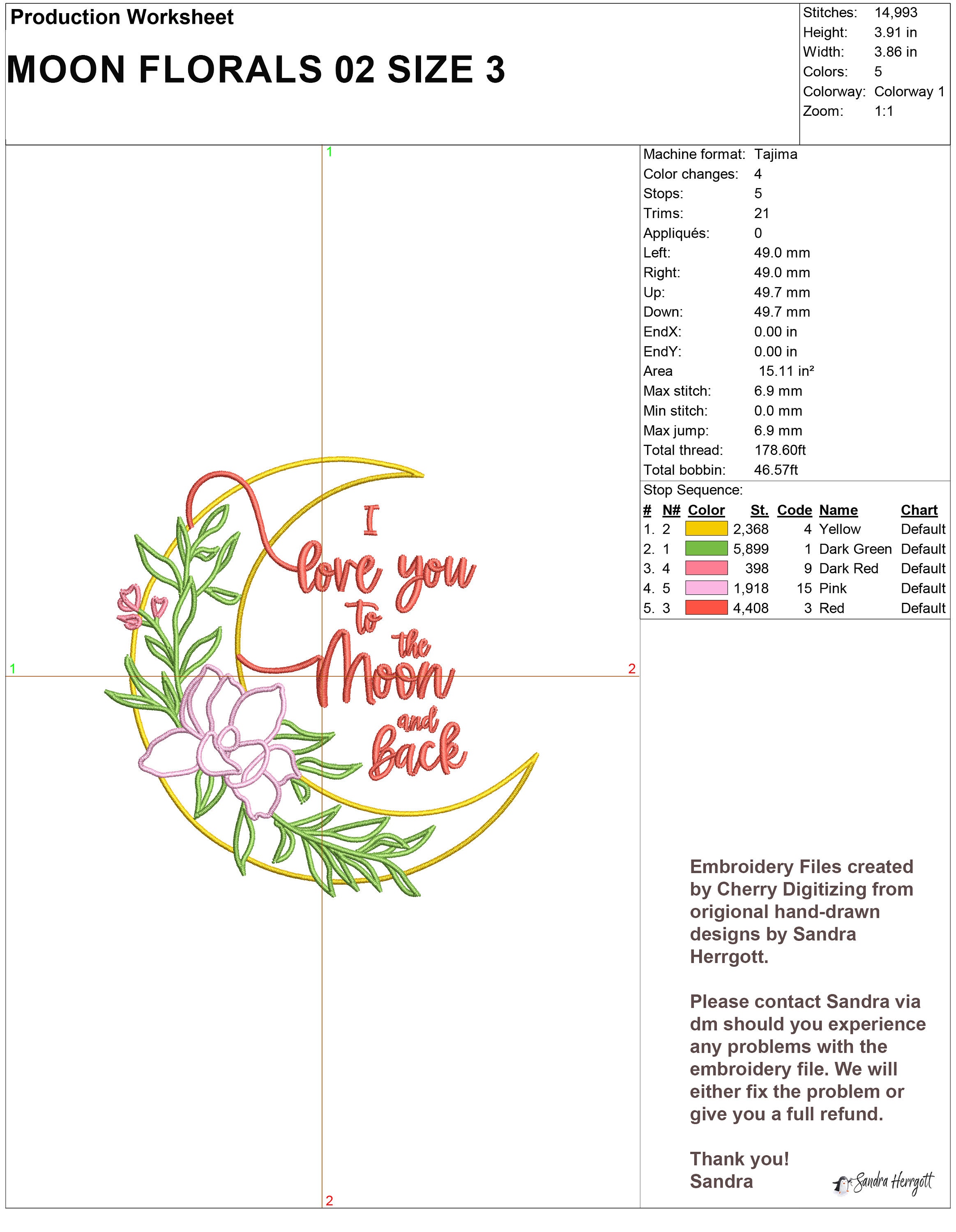 I Love You to the Moon and Back Machine Embroidery Design Pattern ...