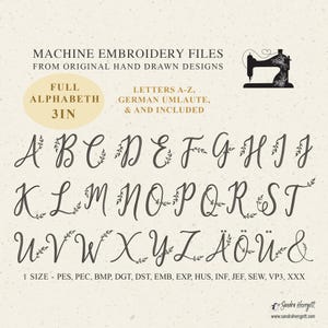 3 Inch Leaf MONOGRAM Embroidery Font Design, Alphabet ABC Machine ...