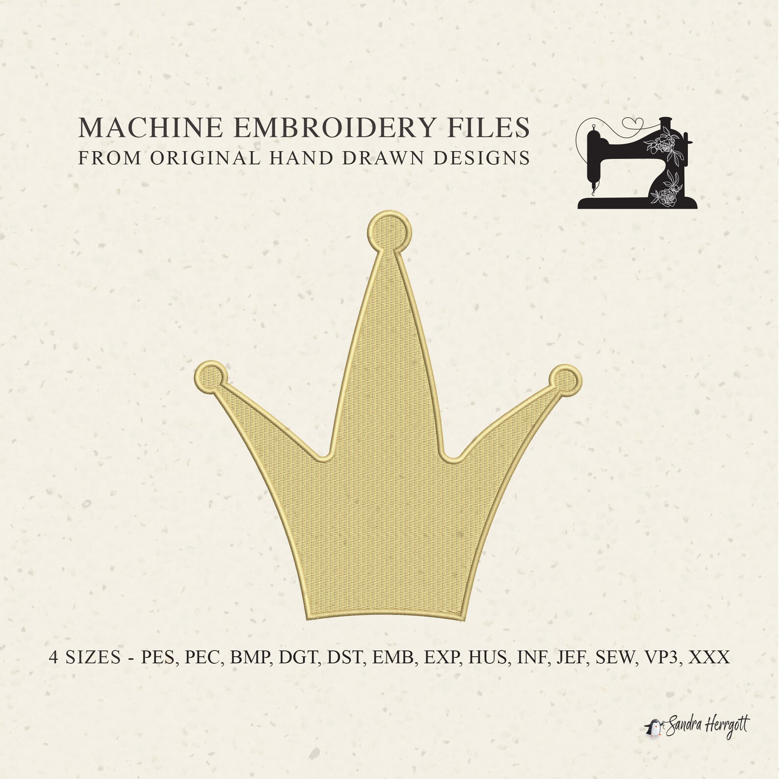 Crown Machine Embroidery Design Pattern, Sweet Princess Fairytale King ...