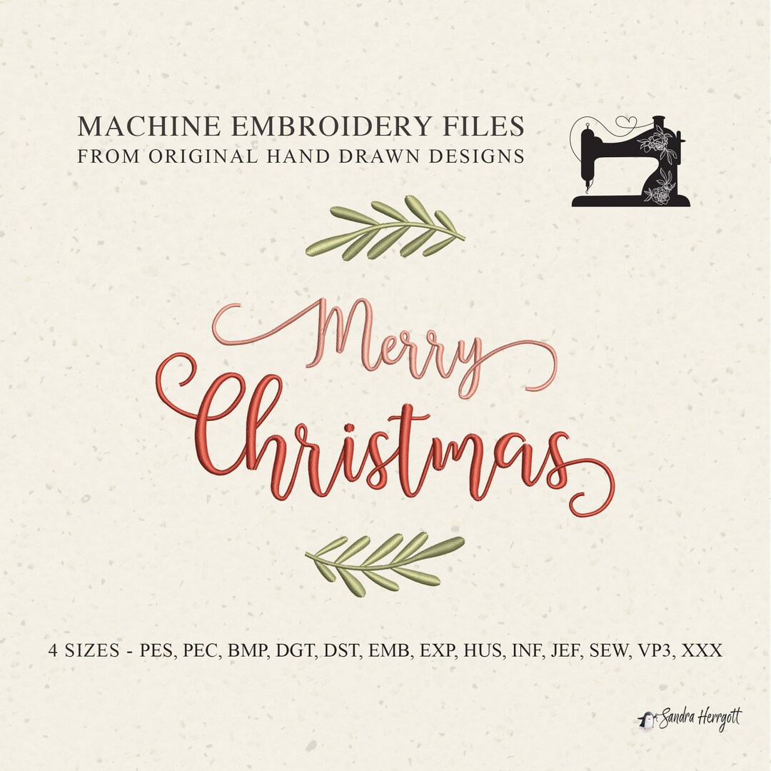 Merry Christmas Machine Embroidery Design Pattern, Sweet Home Decor ...