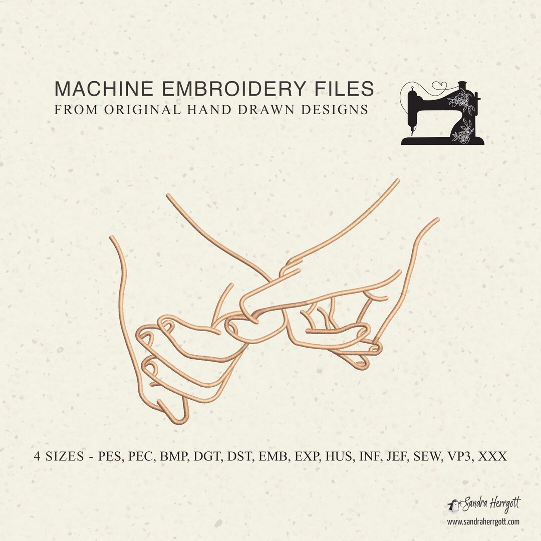 Couple Hands Machine Embroidery Design Pattern File, Elegant Sweet ...