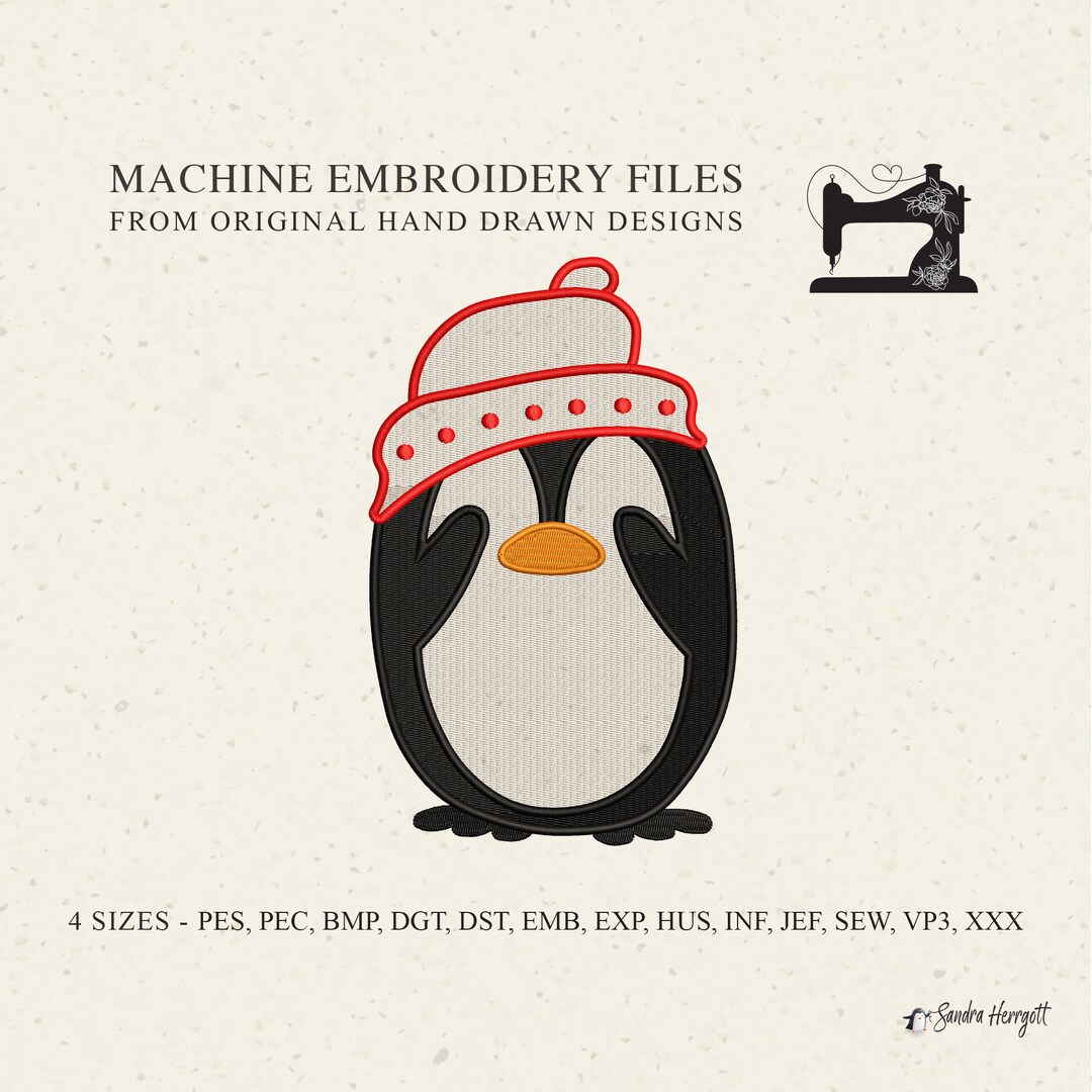 Cute Penguin Machine Embroidery Design Pattern, Sweet Winter Baby ...