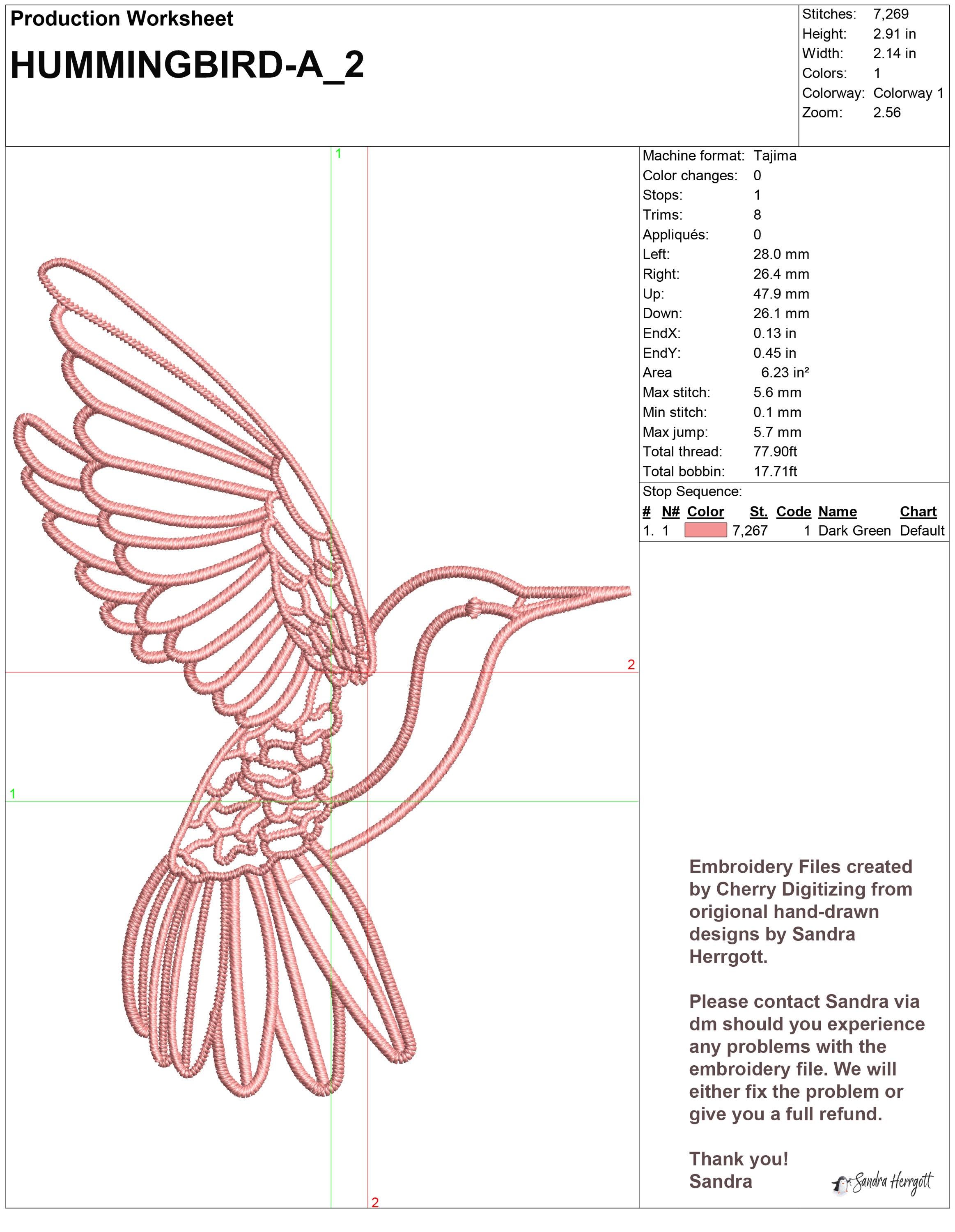 Hummingbird Machine Embroidery Design Pattern File, Elegant Home Decor ...