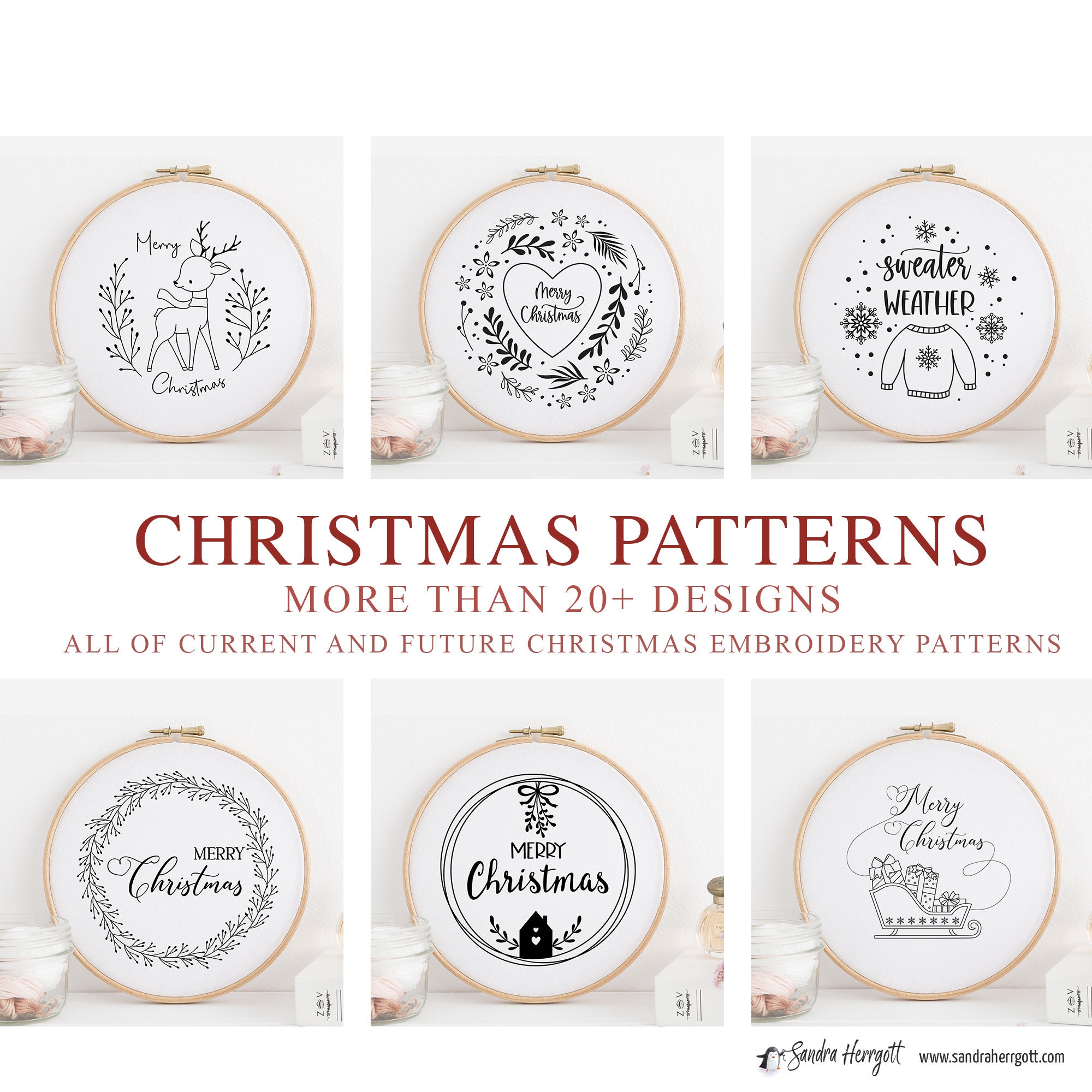 Christmas BUNDLE 20 Hand Embroidery Patterns All Current & - Etsy