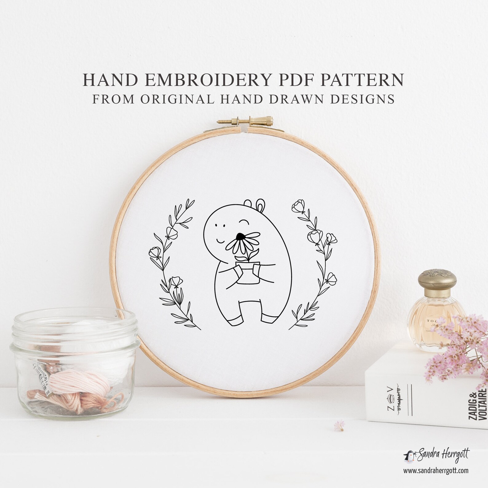 Capybara Hand Embroidery PDF Pattern Template, Cute Animal Digital ...