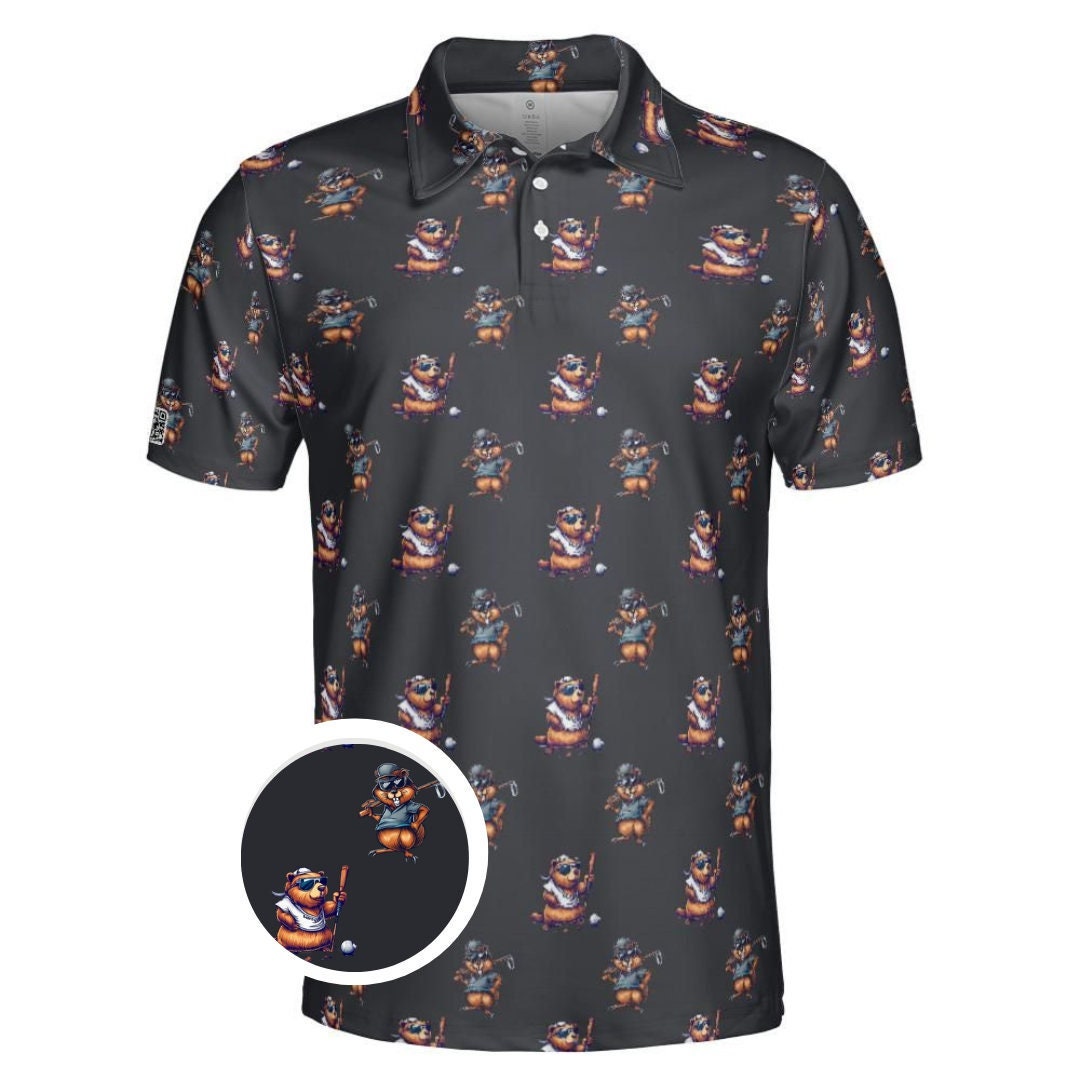 Golfing Beaver Polo Shirt Unisex - Etsy