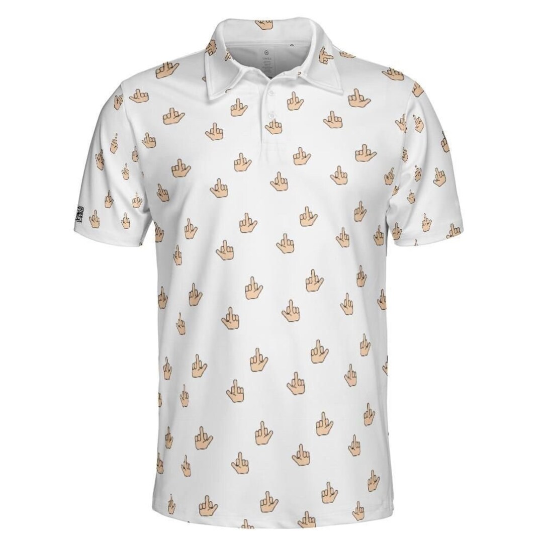 White and Brown Middle Finger Golf Polo Shirt Unisex - Etsy
