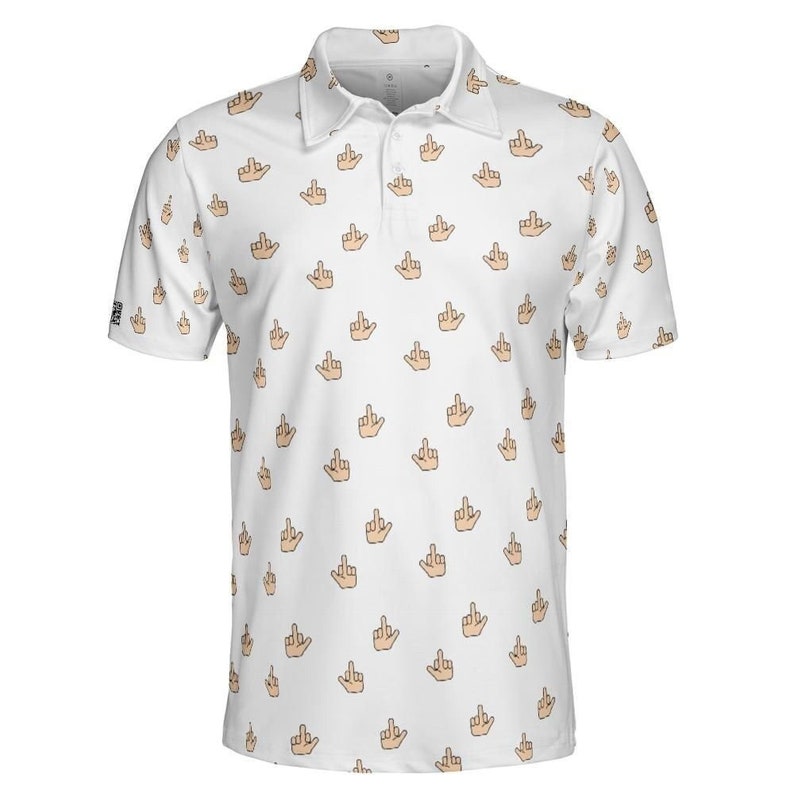 White and Brown Middle Finger Golf Polo Shirt Unisex - Etsy
