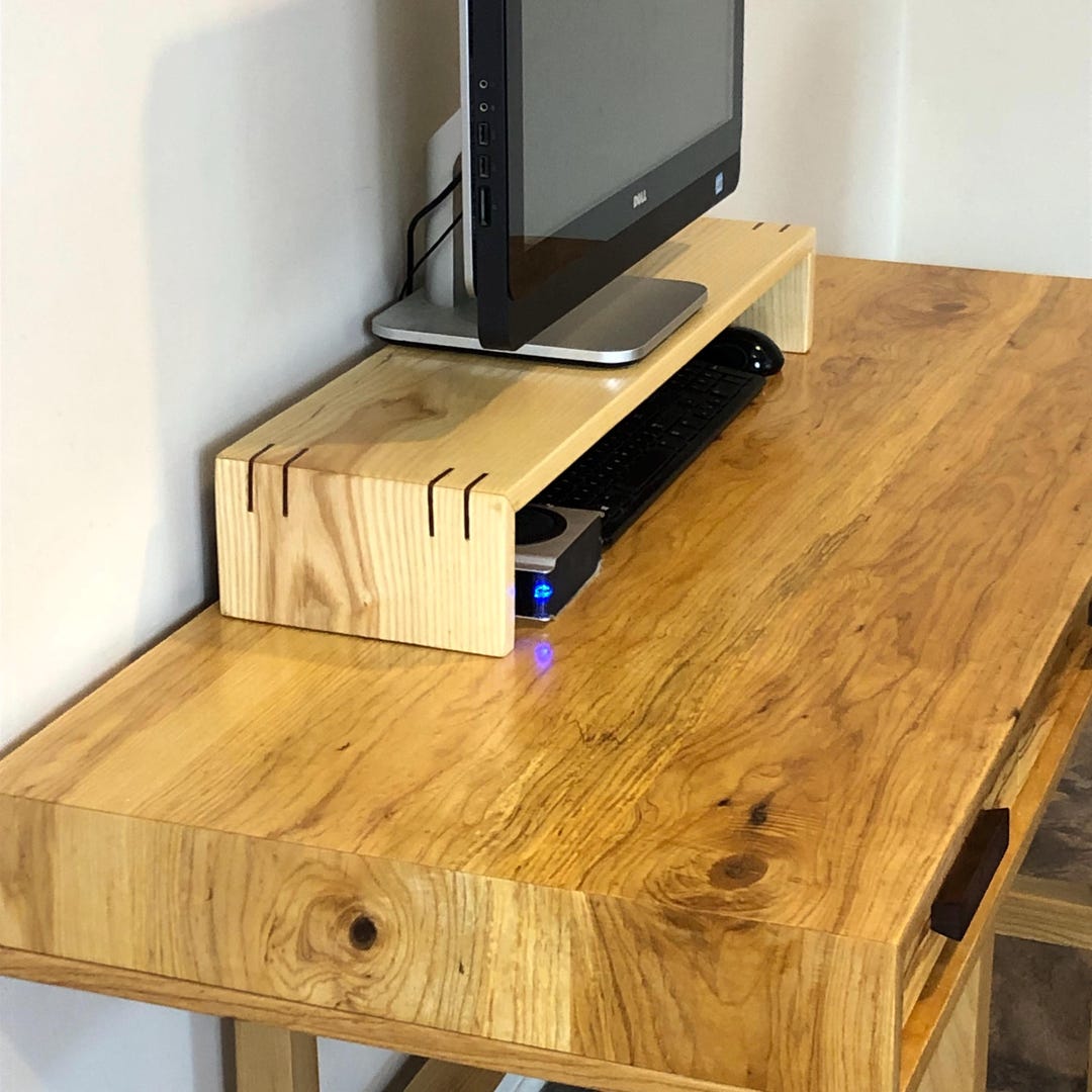 Handmade Ash Wood Monitor Stand: Waterfall Edge Desktop Riser, 31 ...