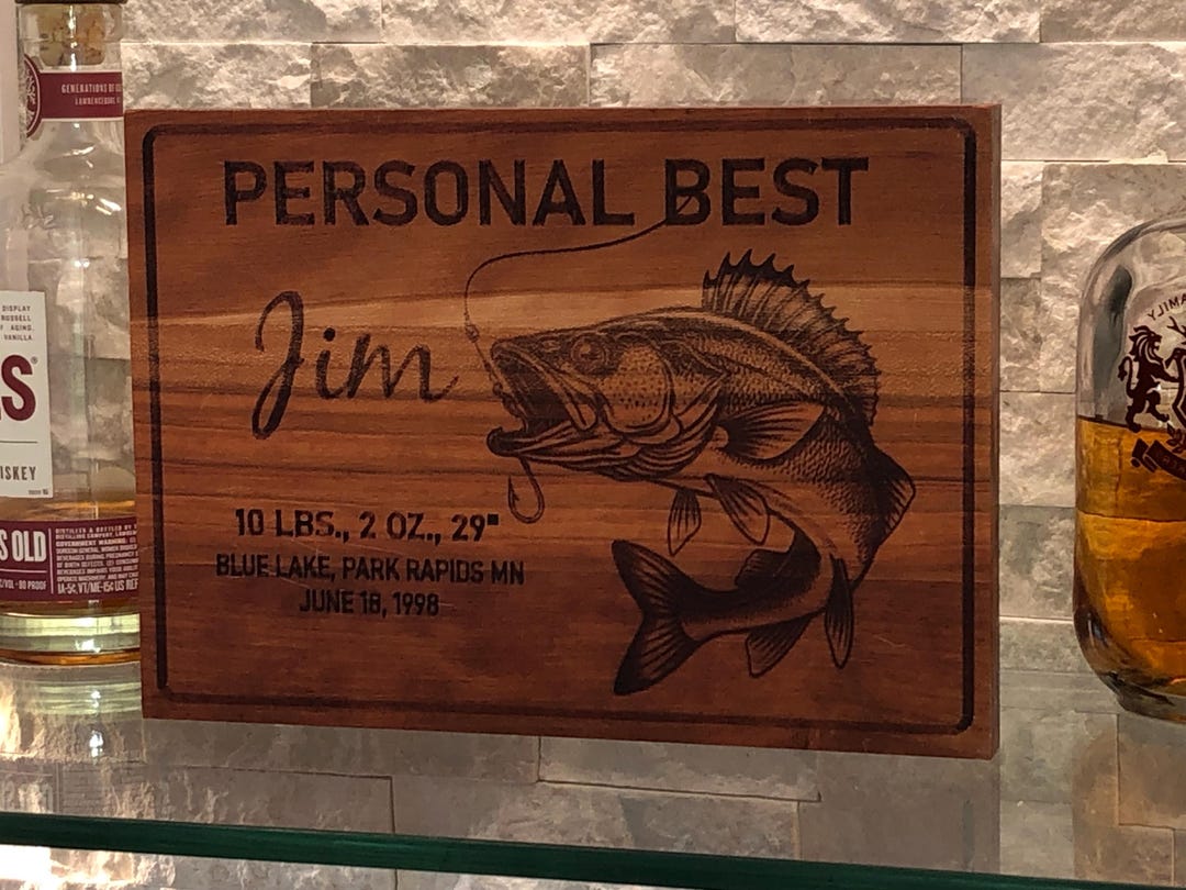 Personalized Trophy Fish Plaque Solid Cherry Wood Fishing Gift for ...