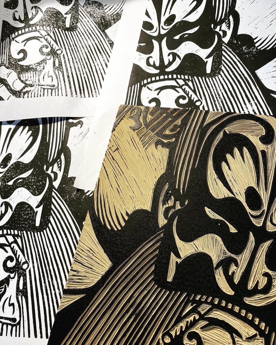 Beijing Opera - Original Handmade Linocut Print, Linocut, Linoprint ...