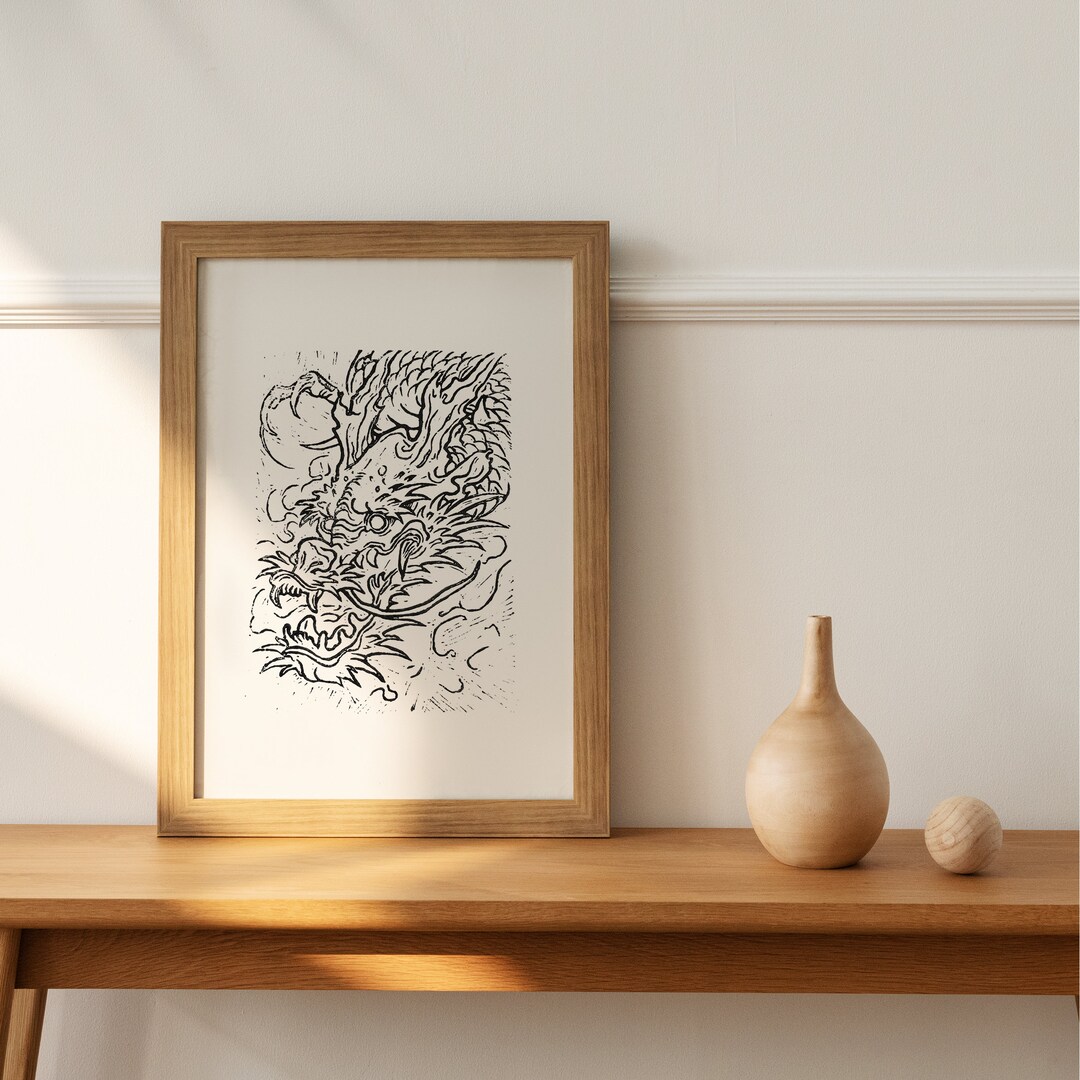 Dragon - Original Handmade Linocut Print, Linocut, Linoprint ...