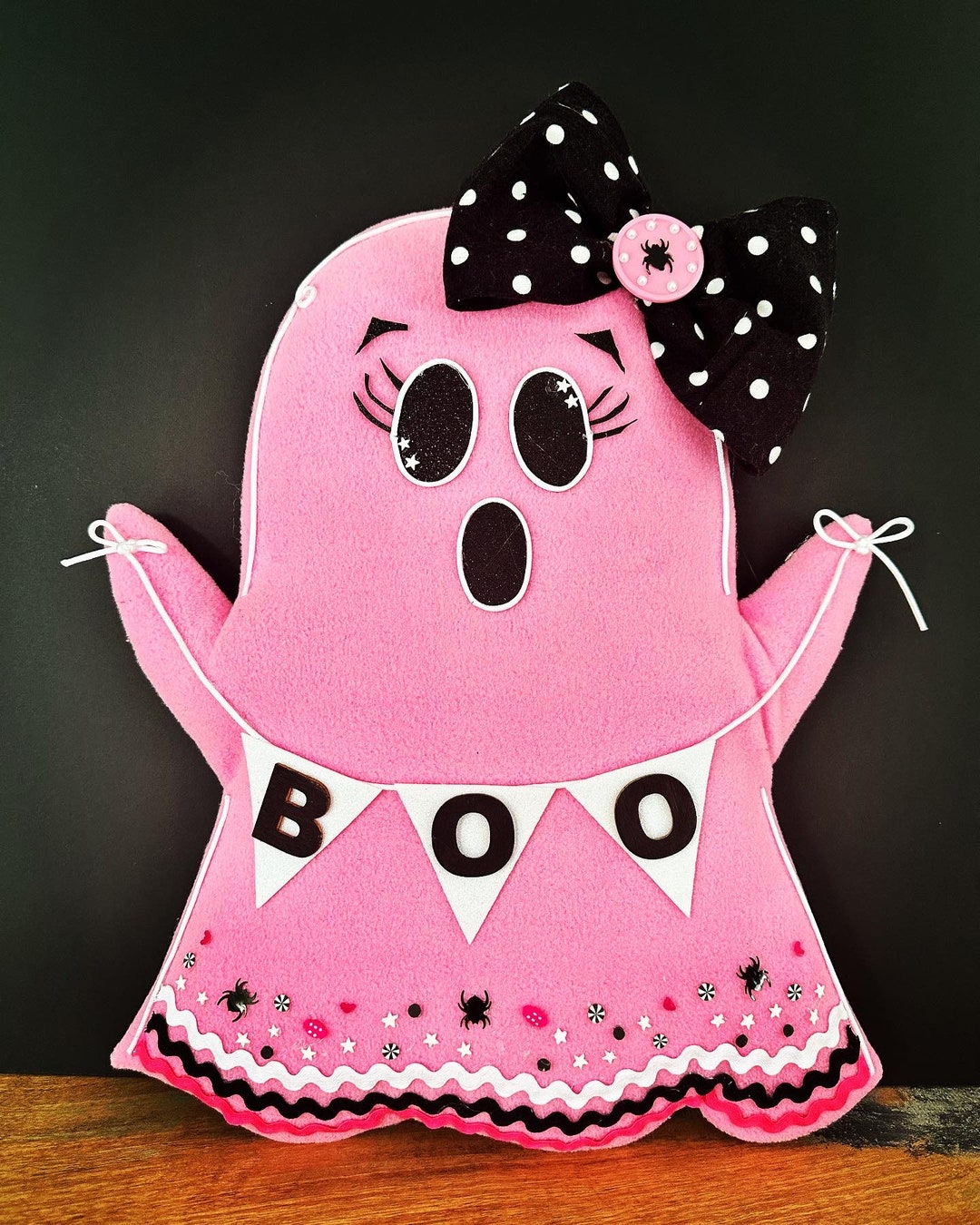 Boo Pink Ghost Halloween Attachment, Wreath Attachment Halloween ...