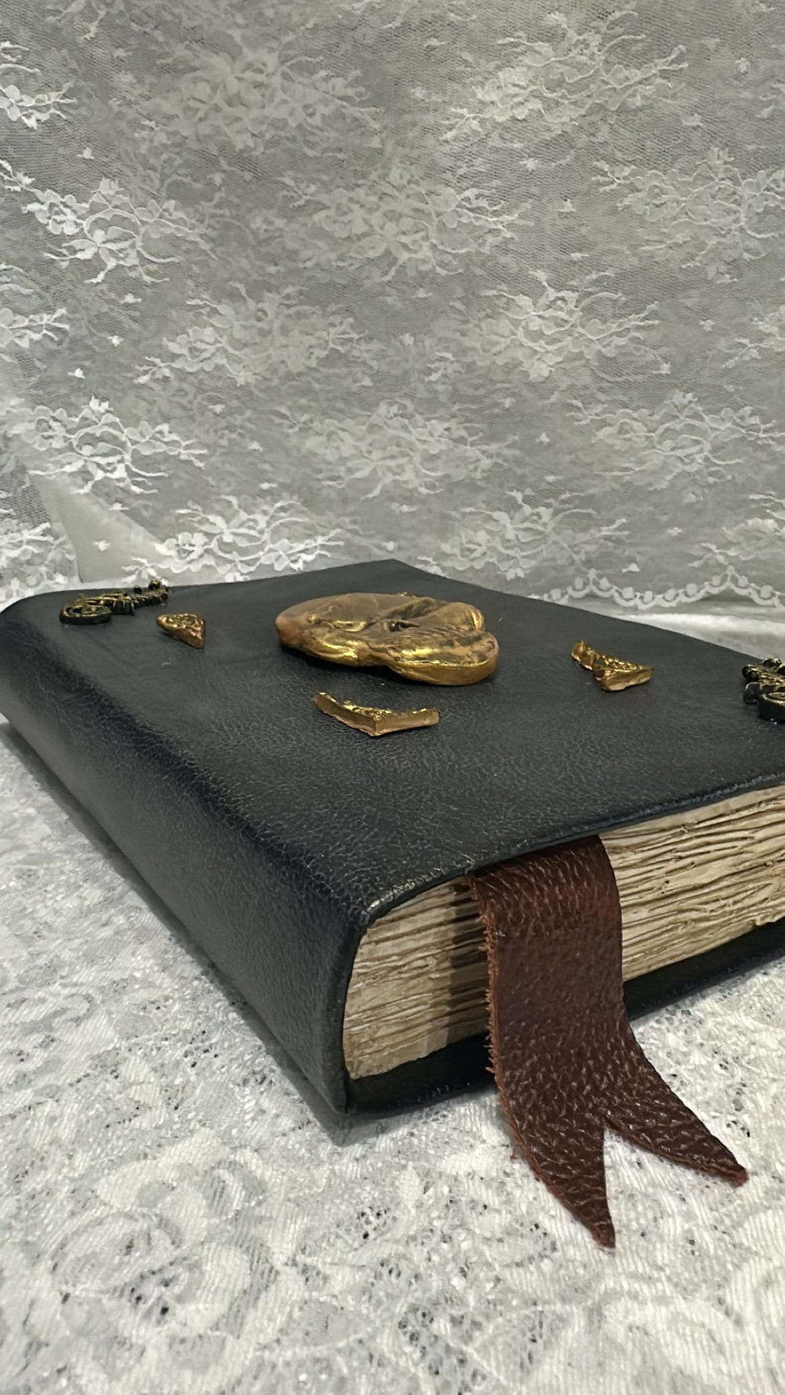 Victorian Antique Book Wreath Attachment, Faux Leather Spell Book ...
