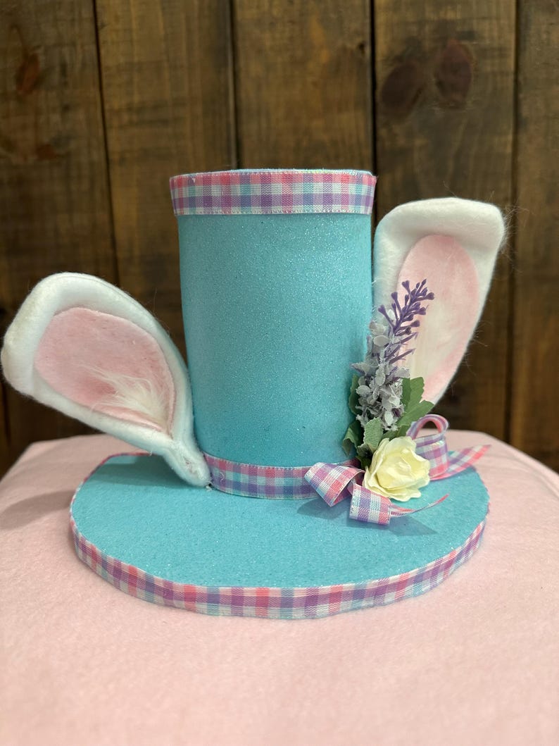 Bunny Top Hat With Ears, Easter Top Hat Wreath Attachment, Easter ...