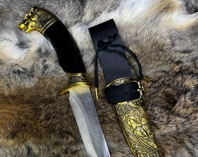Wolf Dagger With Sheath and Leather Frog. Short Sword, Knife Scabbard ...