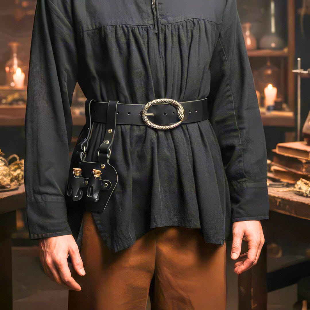Leather Potion Holster With 2 Glass Bottles: Renaissance Steampunk ...