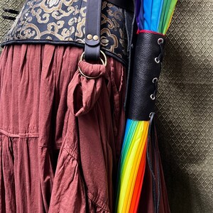Large Rainbow Umbrella With Leather Holster for Pirate, Renaissance ...