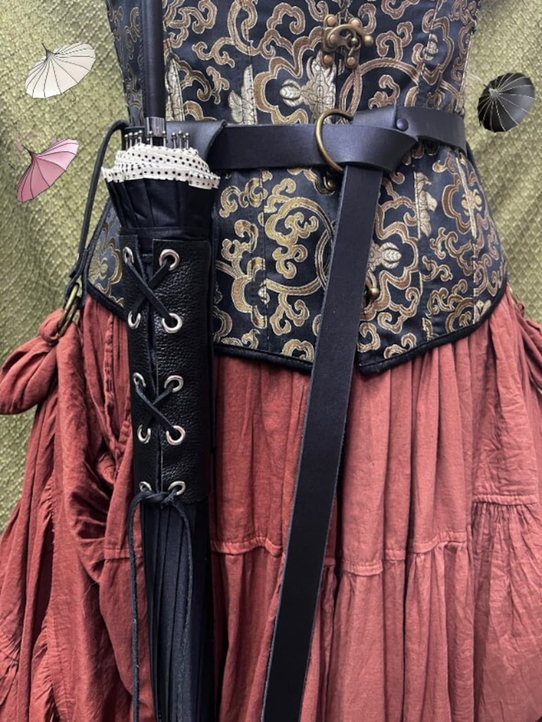 Large Pagoda Parasol Umbrella With Leather Holster for Pirate ...