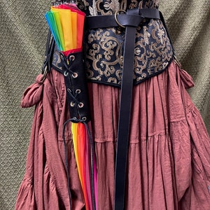 Large Rainbow Umbrella With Leather Holster for Pirate, Renaissance ...