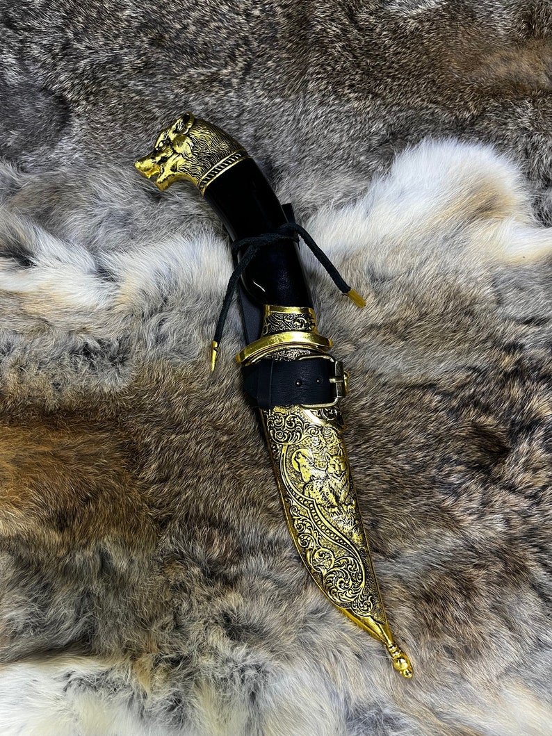 Wolf Dagger With Sheath and Leather Frog. Short Sword Knife - Etsy
