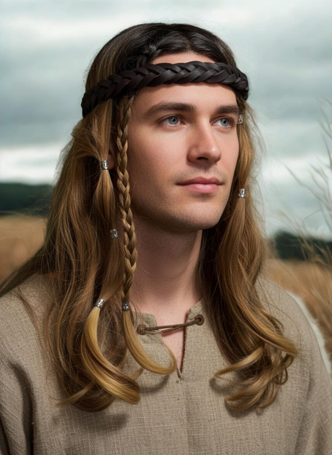 Five Strand Braided Leather Headband, Renaissance Headwear - Etsy